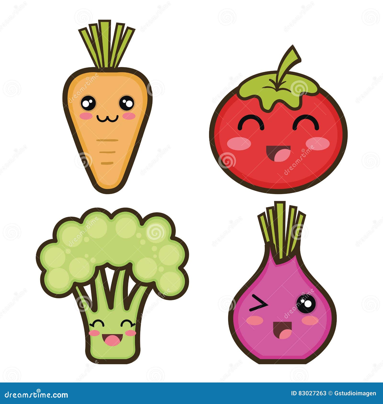 Set Cartoon Vegetables Design Stock Illustration - Illustration of ...