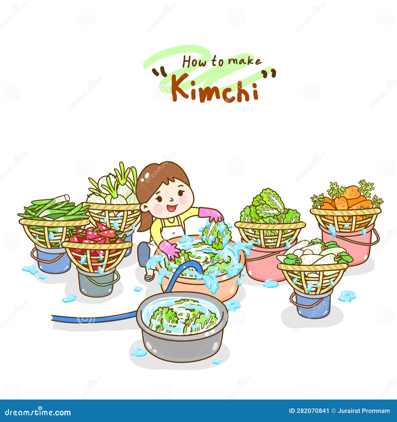 Set Cartoon Washing Vegetable Character. Stock Illustration ...