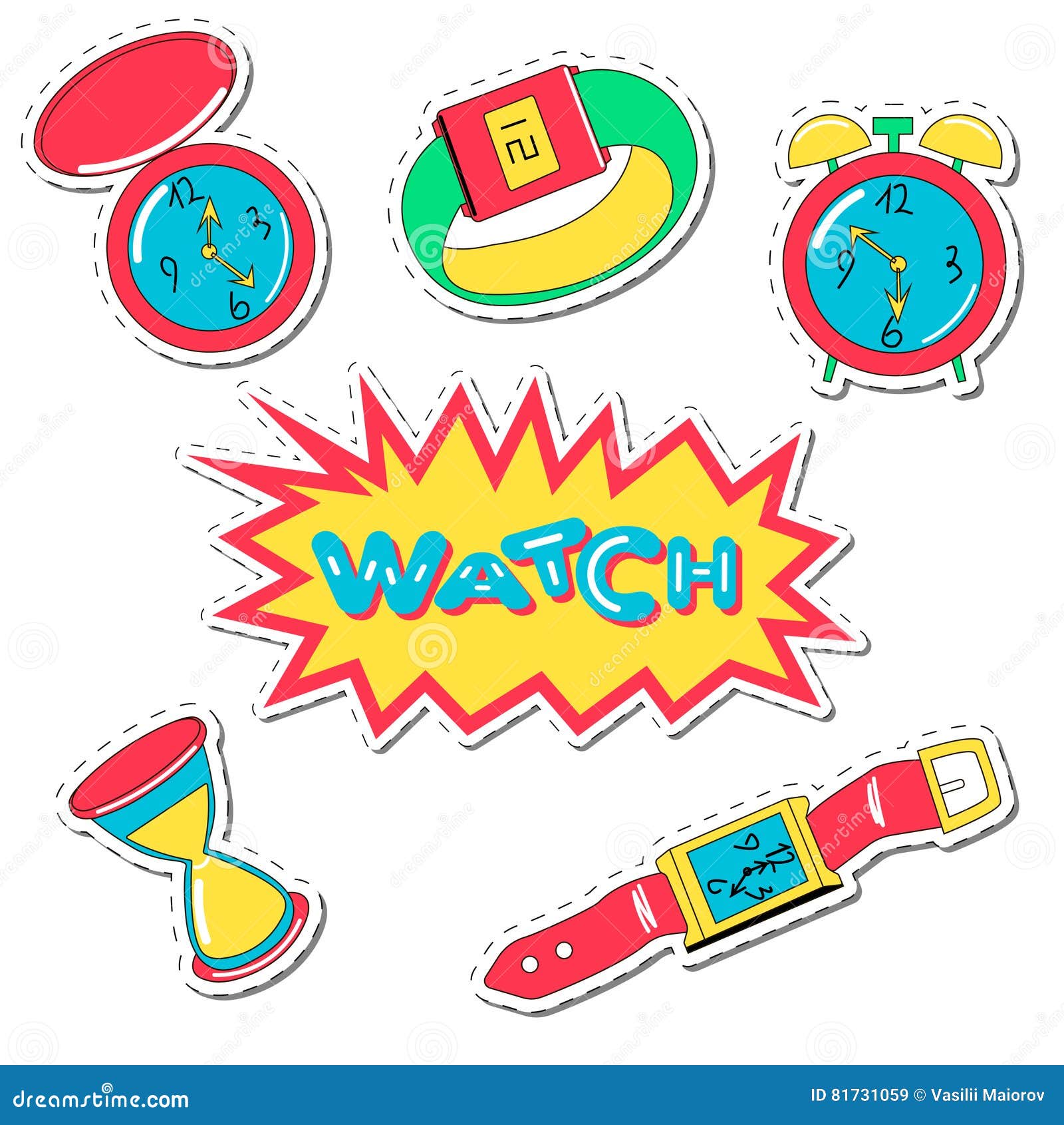 Cartoon Man Watch Red Timer Crane Lift Coin Stack | CartoonDealer.com ...