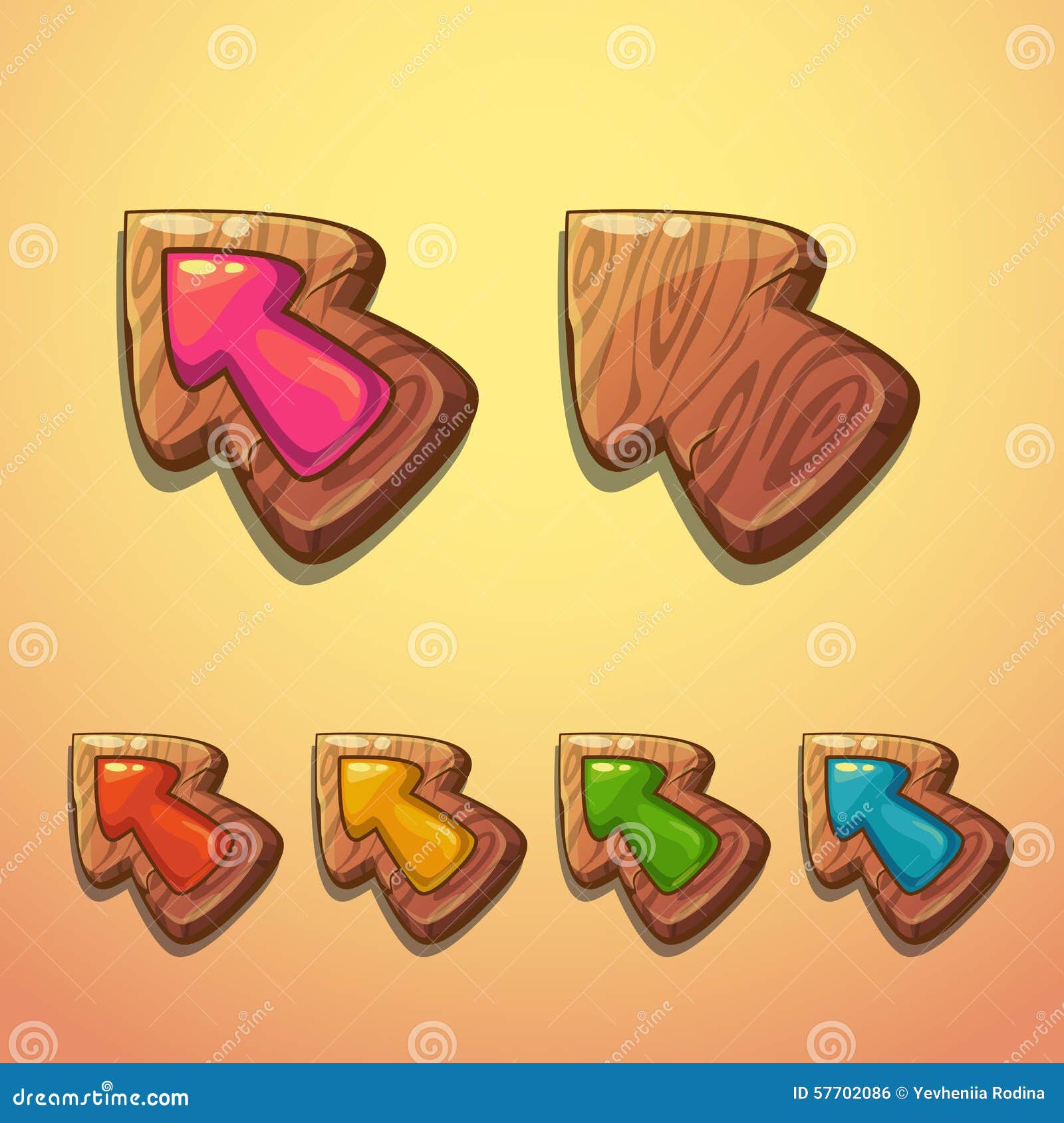 Set of Cartoon Wooden Arrows Stock Illustration - Illustration of game ...