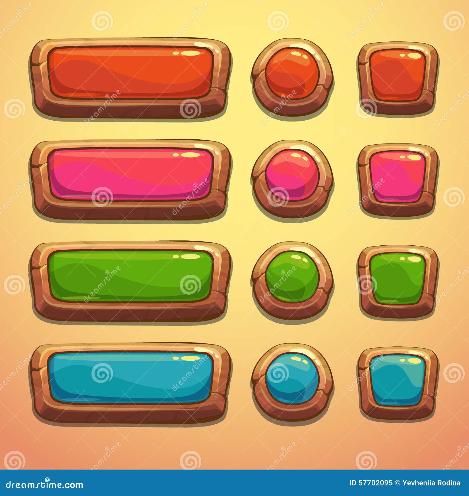 Cartoon Wooden Long Horizontal Buttons | CartoonDealer.com #111241533