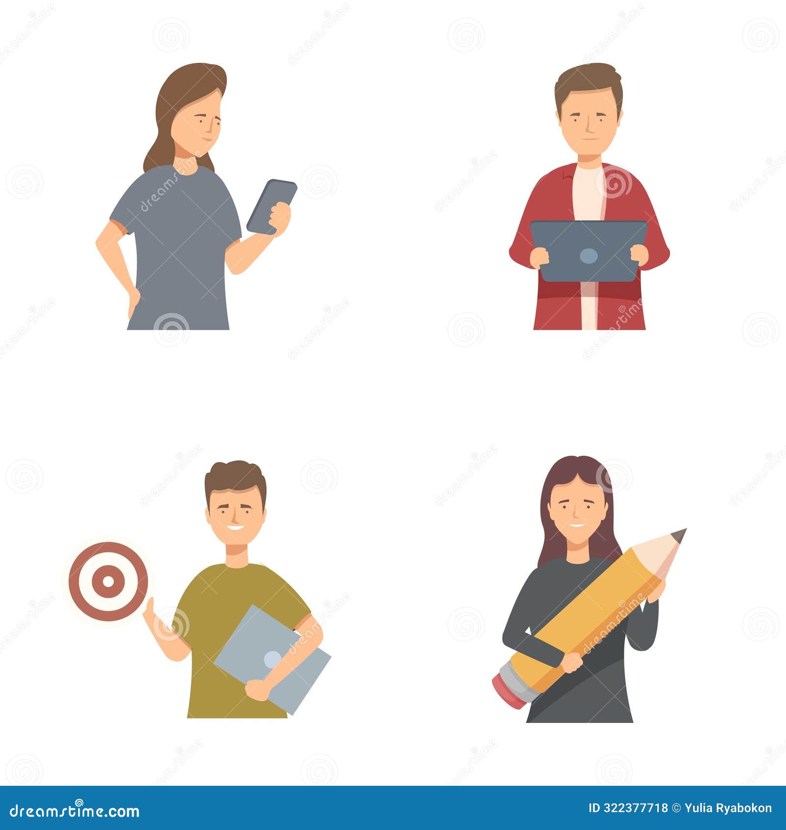 Set of Cartoon Young Professionals Using Tools Stock Vector ...