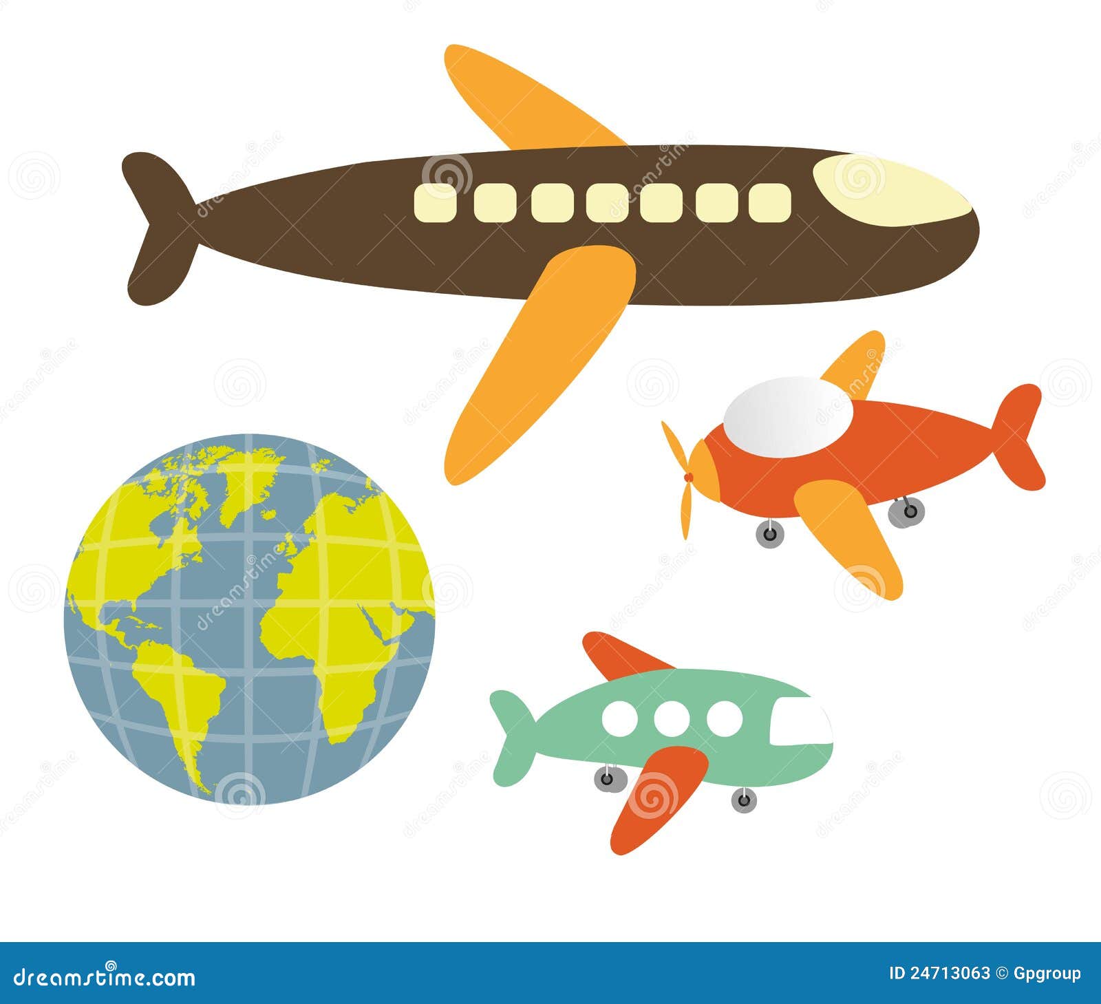 Set of cartoons of planes stock illustration. Illustration of machine ...