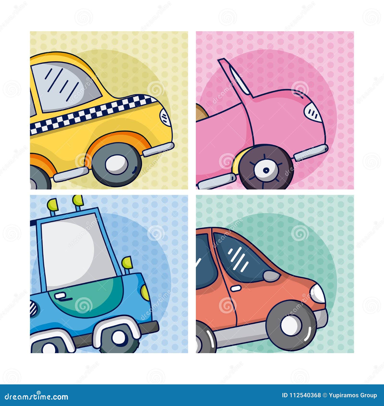 Set of Cartoons Vehicles on Frames Stock Vector - Illustration of ship ...