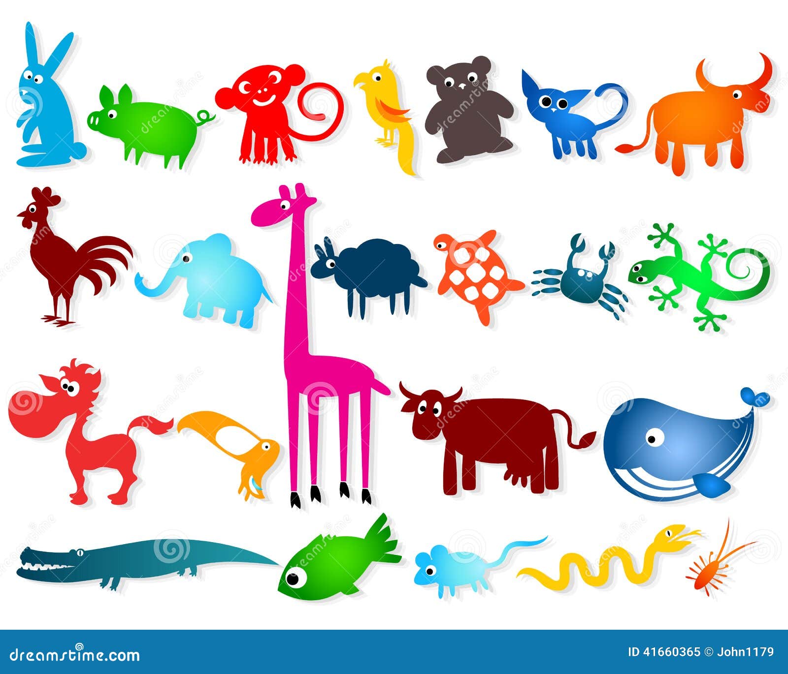 Set cartoony animals stock vector. Illustration of nature - 41660365