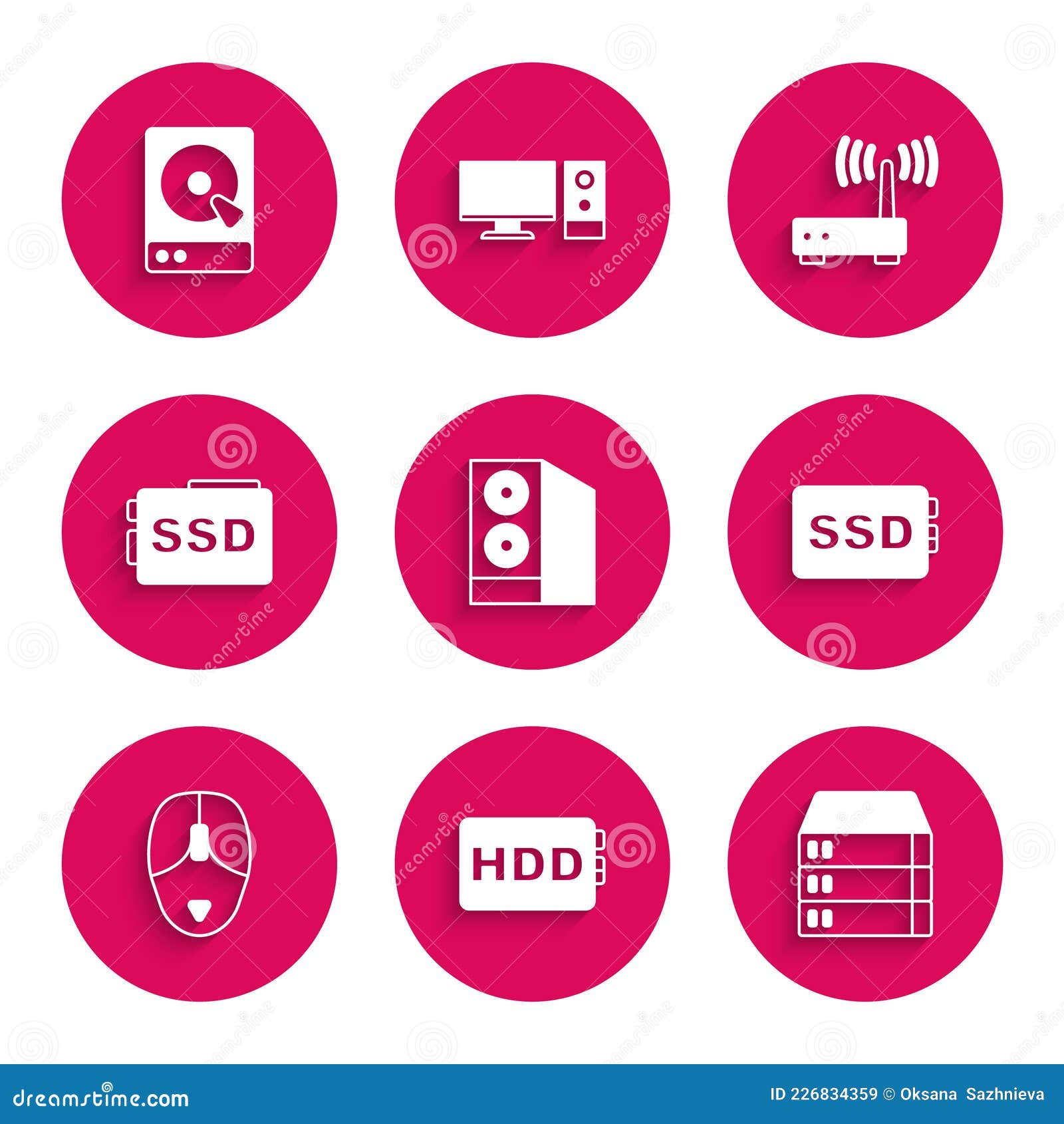 Set Case Of Computer Hard Disk Drive Hdd Server Data Web Hosting
