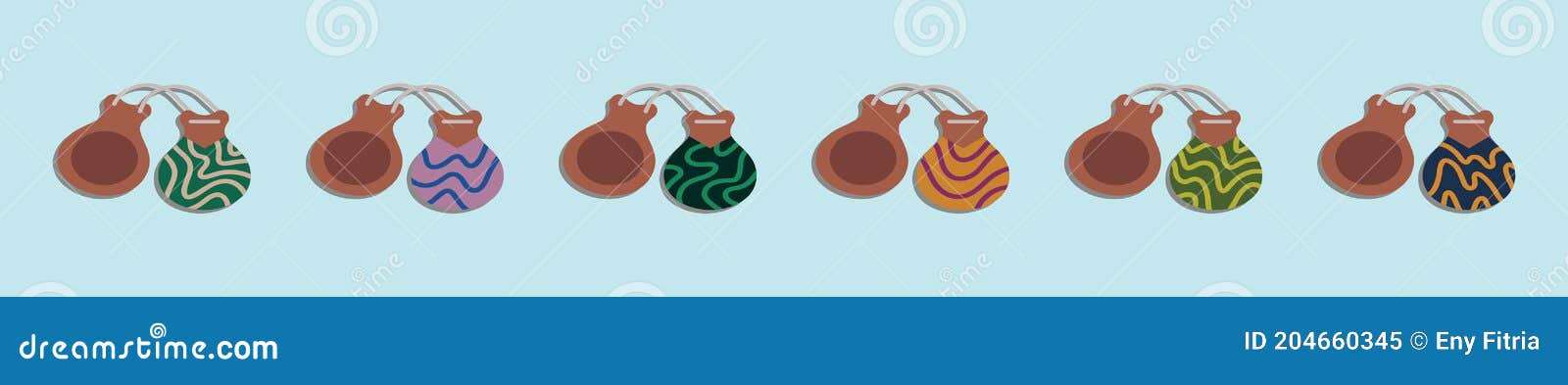 Set of Castanet Cartoon Icon Design Template with Various Models ...
