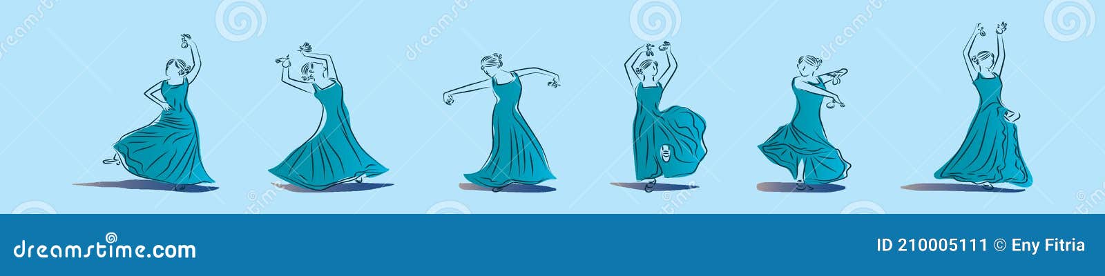 Set of Castanet Dance Cartoon Icon Design Template with Various Models ...