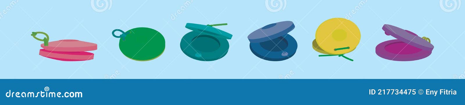 Set of Castanets Cartoon Icon Design Template with Various Models ...
