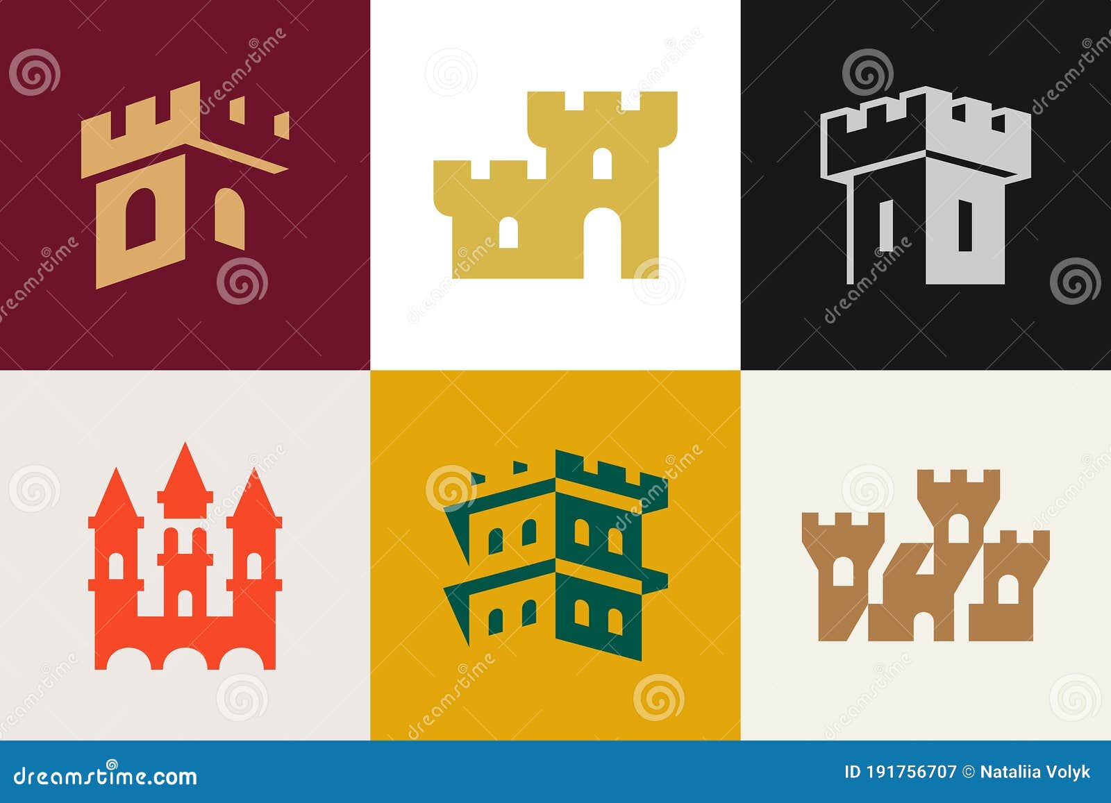 Set of Castle Logo stock vector. Illustration of vector - 191756707