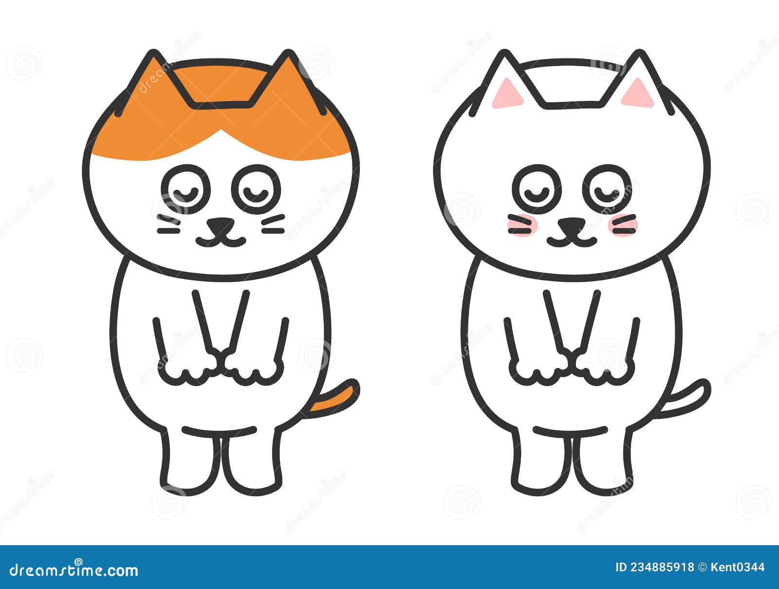 Set of a Cat Bowing Deeply. Stock Vector - Illustration of greeting ...