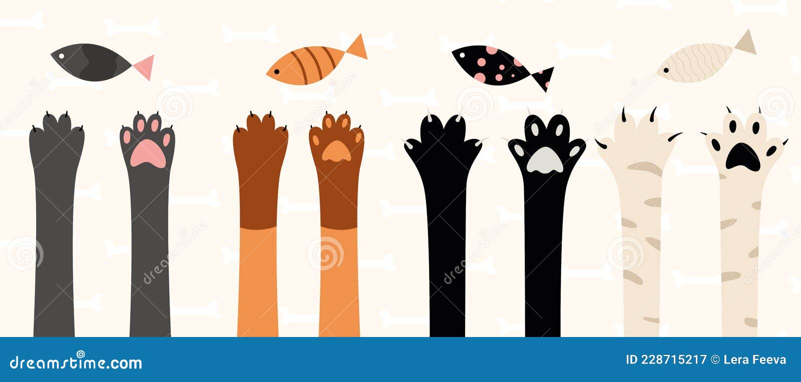 Set With Cat Paws With Claws Of Different Breeds On A Pink Background ...