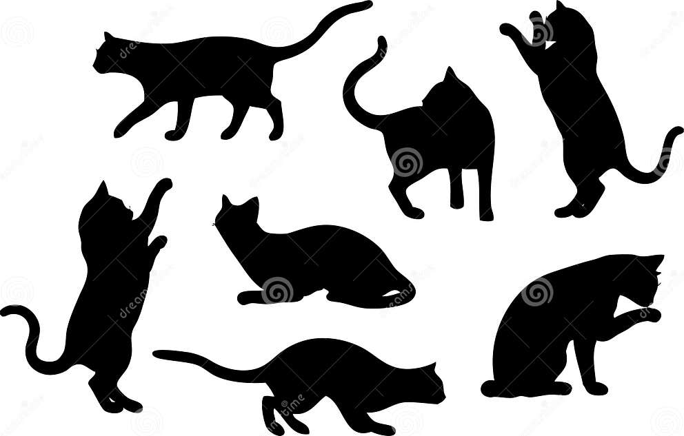 Set of Cat Silhouettes stock illustration. Illustration of kitten - 1922503