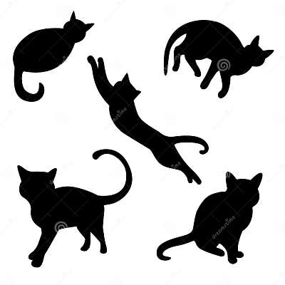 Set of cat silhouettes stock vector. Illustration of graphic - 29554047