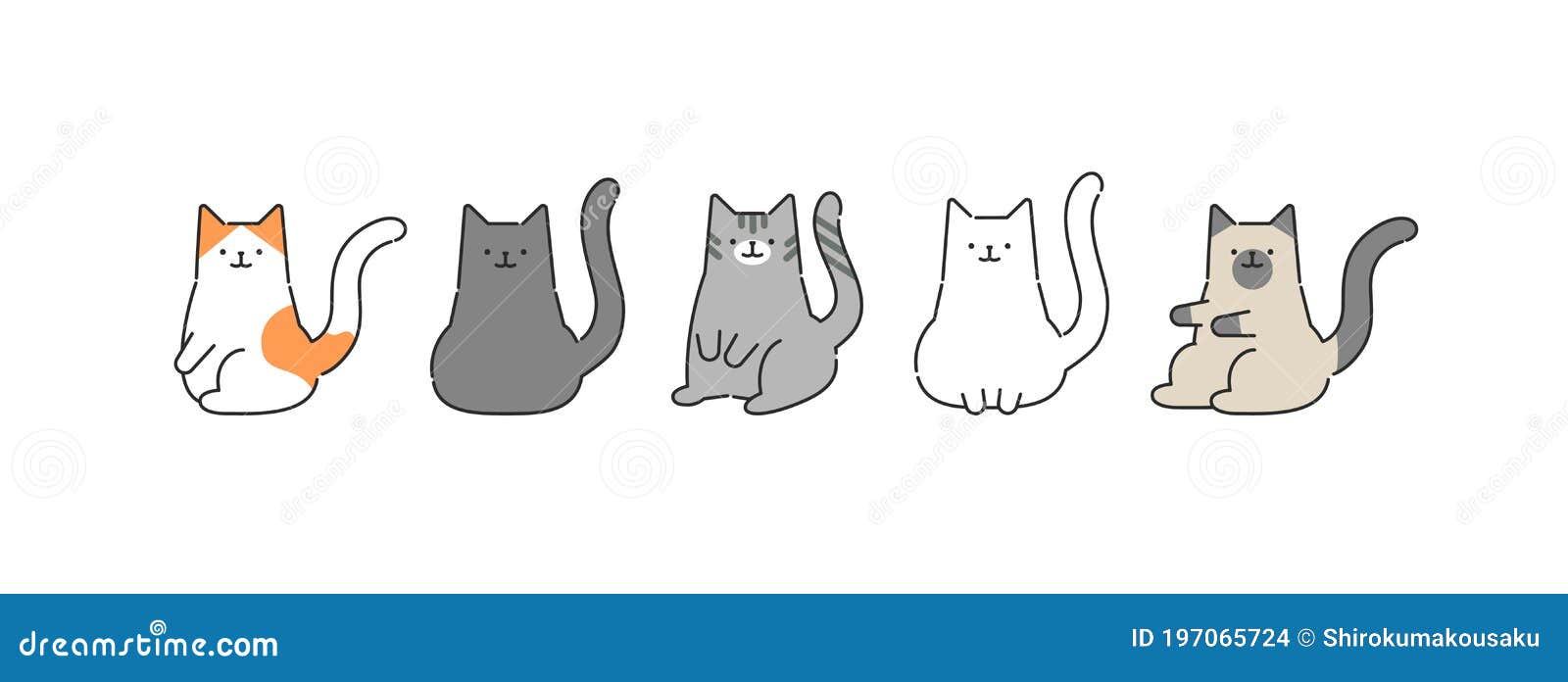 Set of Cats in Different Poses. Vector Illustration in Flat Style Stock ...