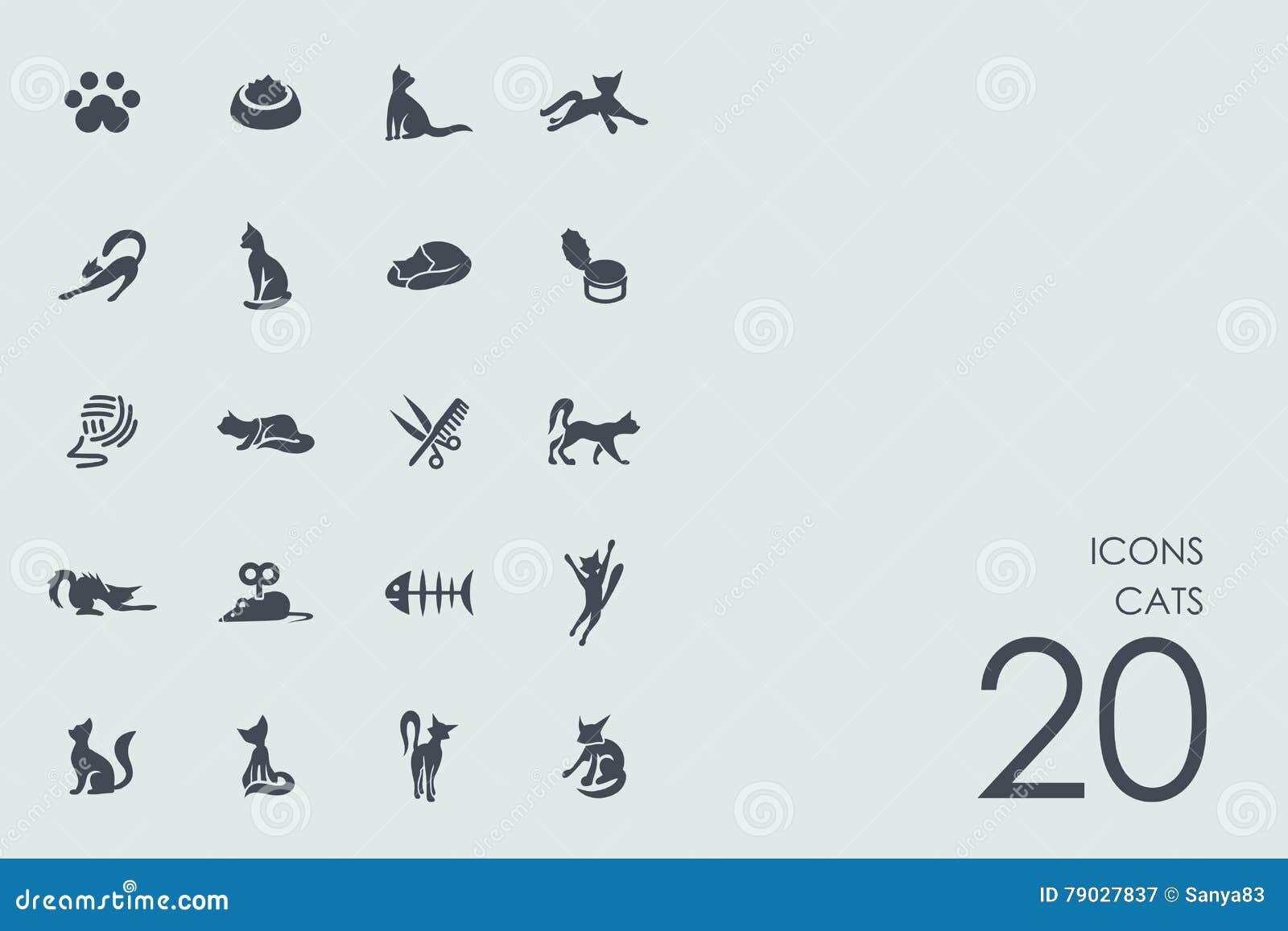 Set of cats icons stock vector. Illustration of ears - 79027837