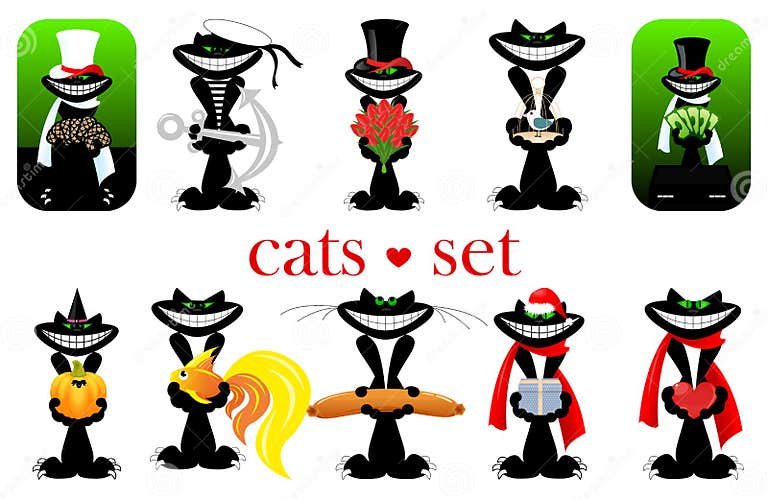Set of cats. vector. stock vector. Illustration of animals - 71449668