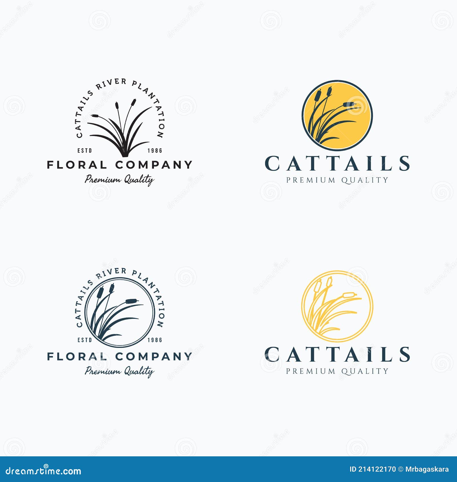 Set of Cattails Logo Vector Illustration Design Stock Vector ...