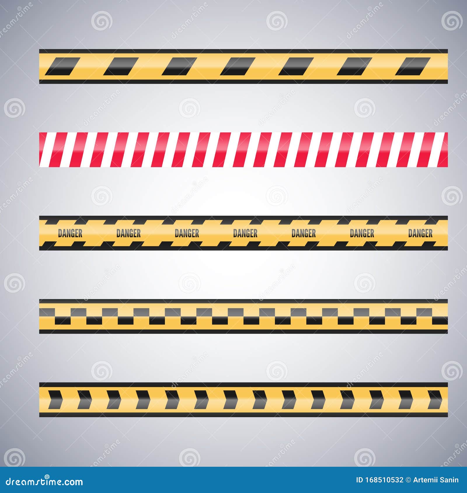 Set of Caution Danger Tapes. Warning Security Vector. Barricade Lines ...