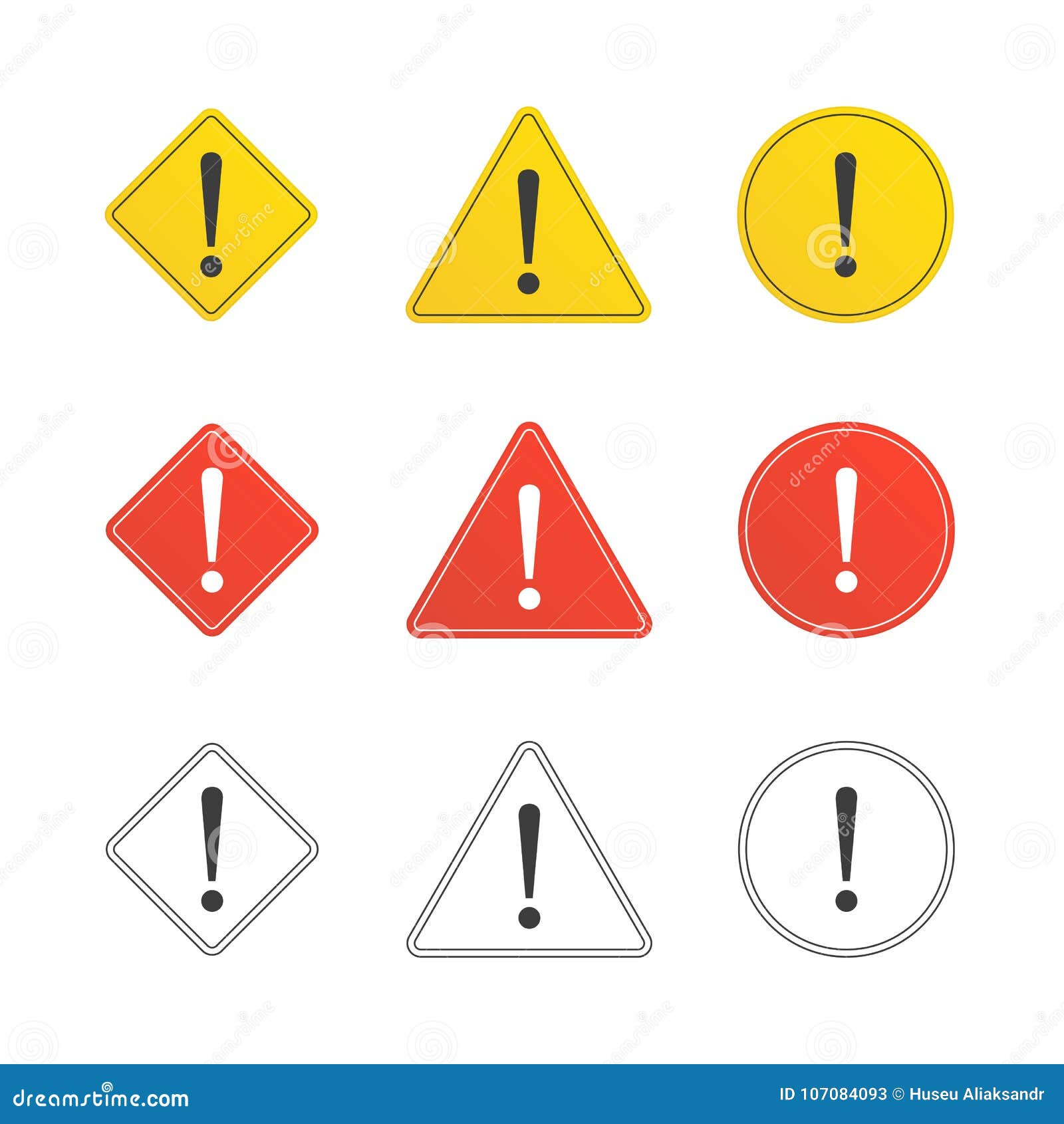 Set of caution icons. stock vector. Illustration of point - 107084093
