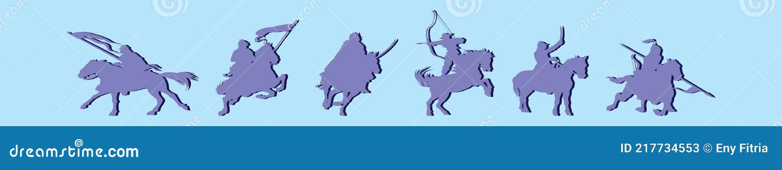 Set of Cavalry Cartoon Icon Design Template with Various Models. Vector ...