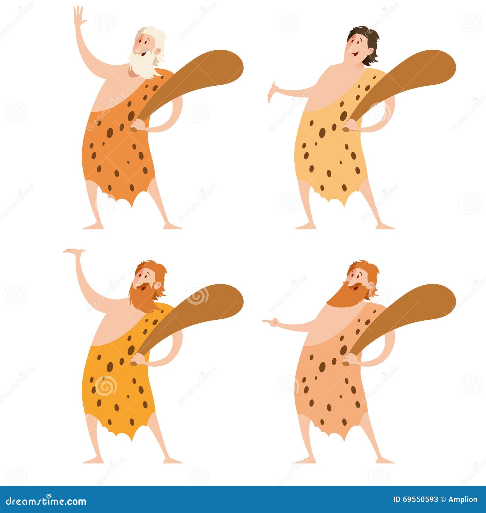 Running Cavemen Cartoon Vector | CartoonDealer.com #84803113