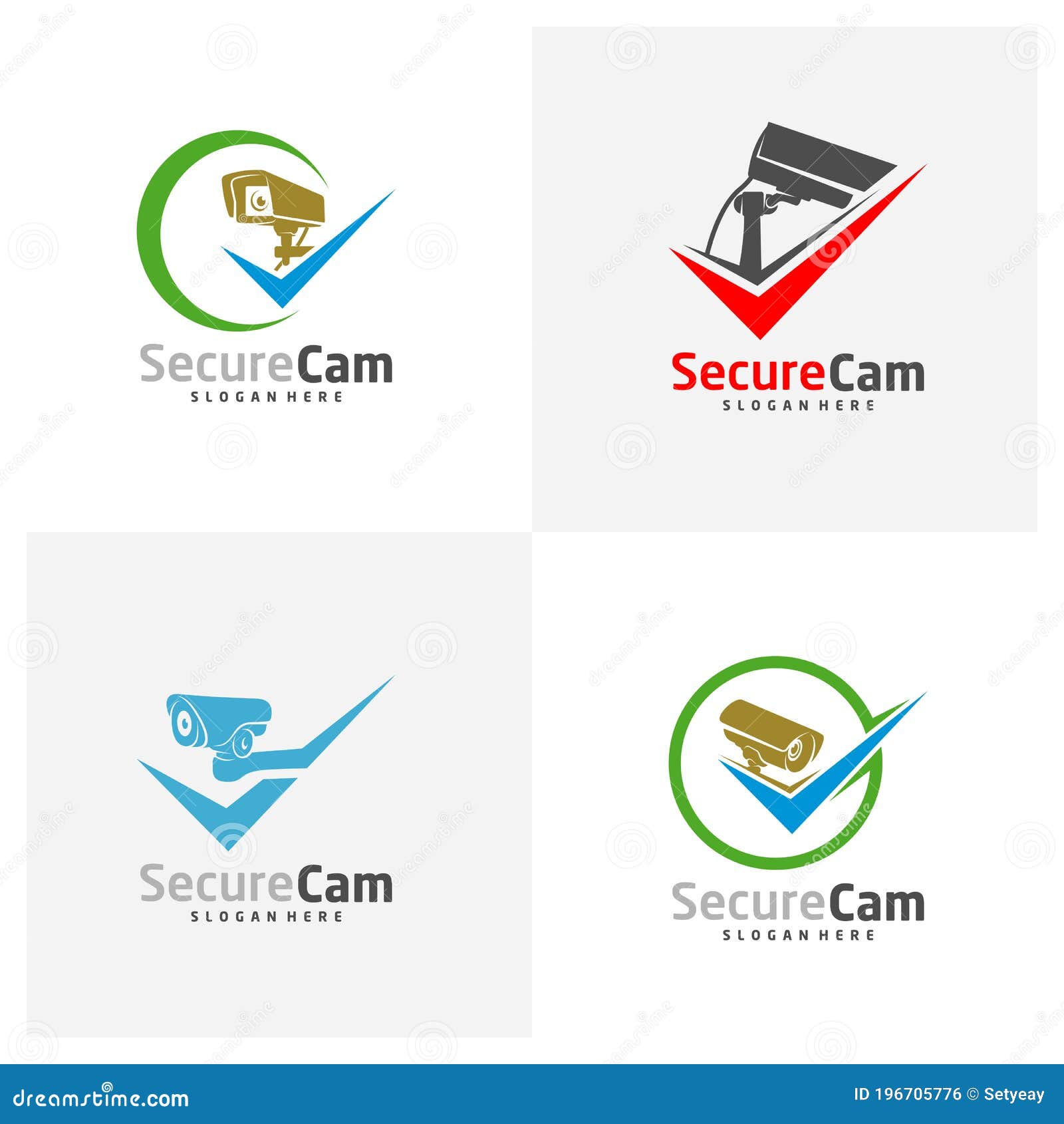 Set of CCTV Camera with Check Icon Logo Design Vector Template, Concept ...