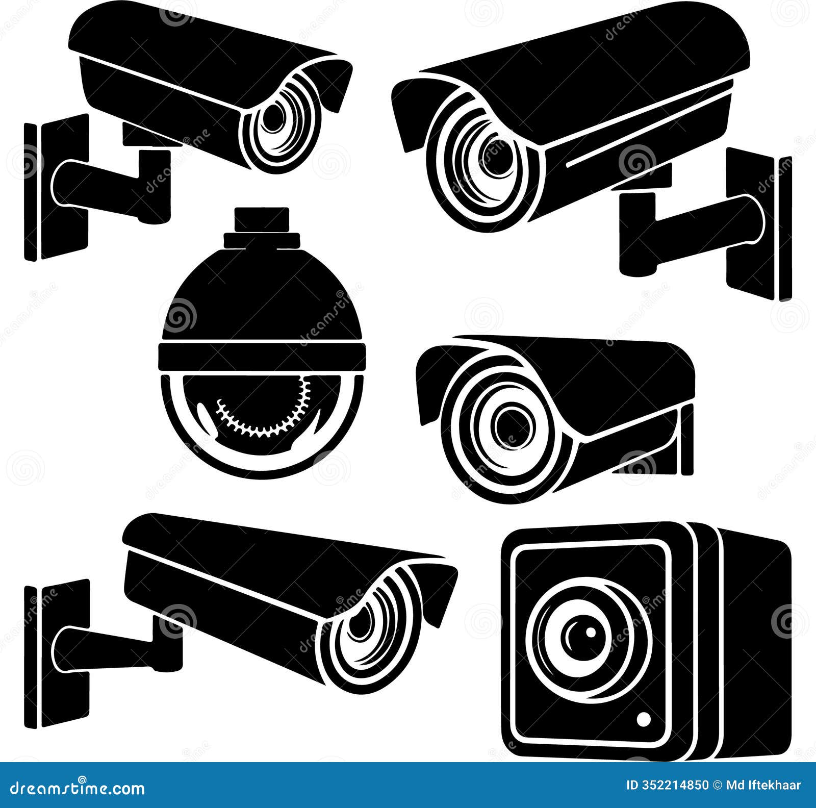 Set of CCTV Camera Icons. Vector Illustrations.cc Tv Camera., Security ...