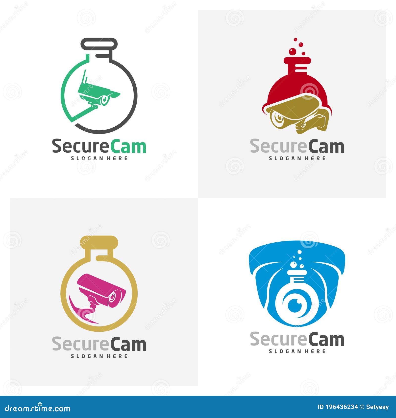 Set of CCTV Camera with Lab Logo Design Vector Template, Logo Concept ...