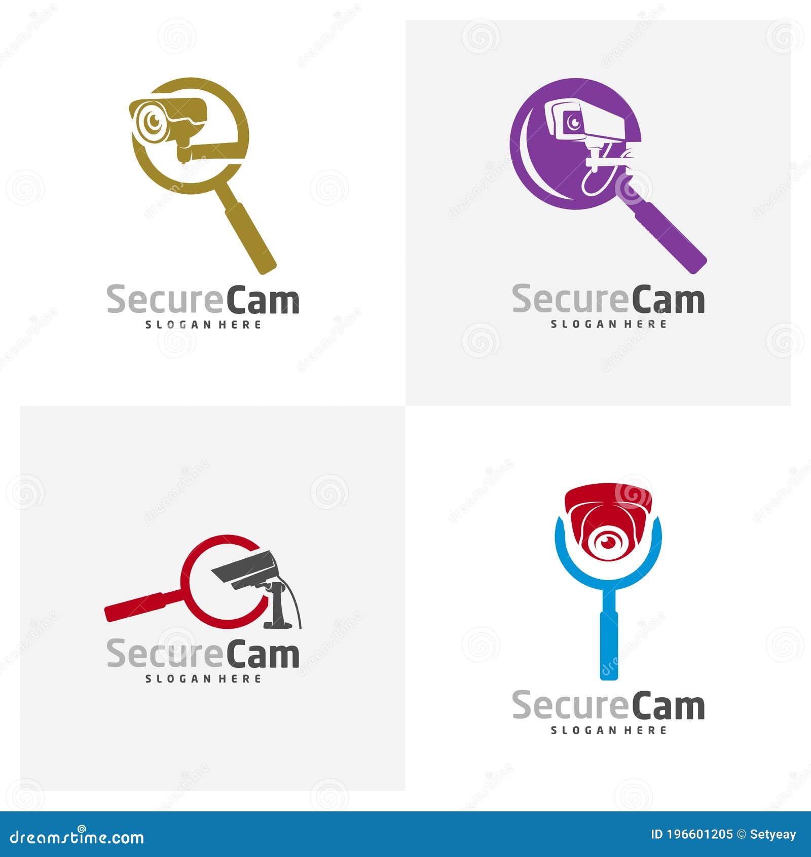 Set of CCTV Camera with Search Logo Design Vector Template, Concept ...