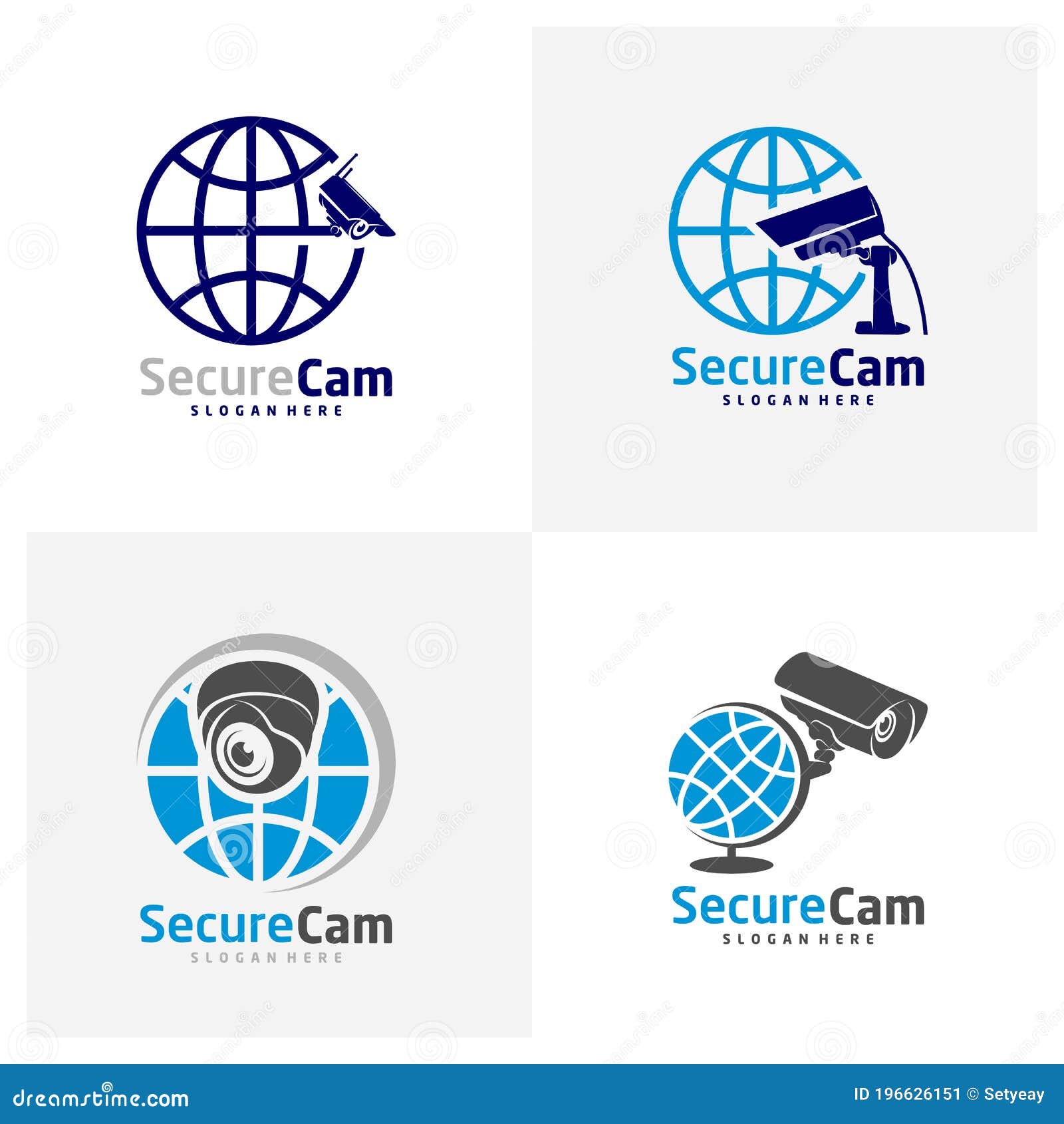 Set of CCTV Camera with World Logo Design Vector Template, Concept ...