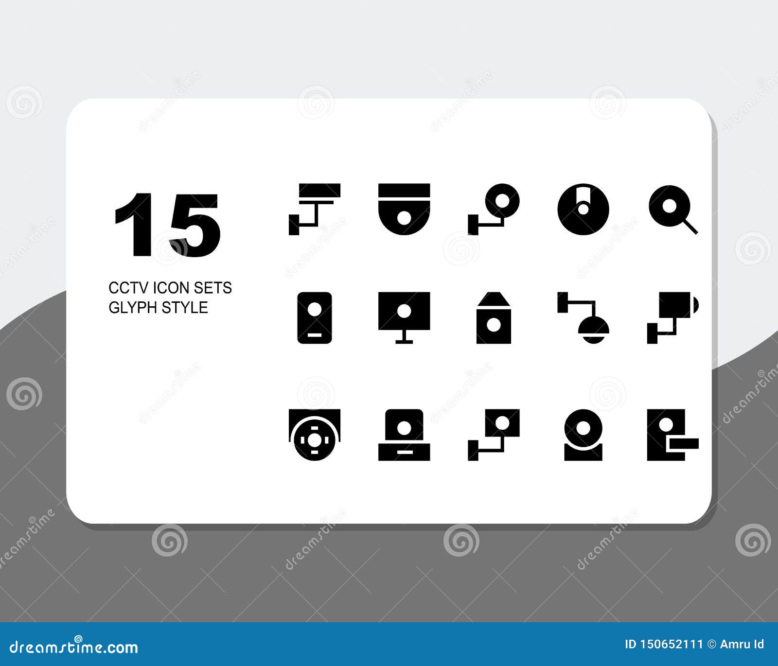 Set of Cctv in House and Office Glyph Style Icon Stock Vector ...