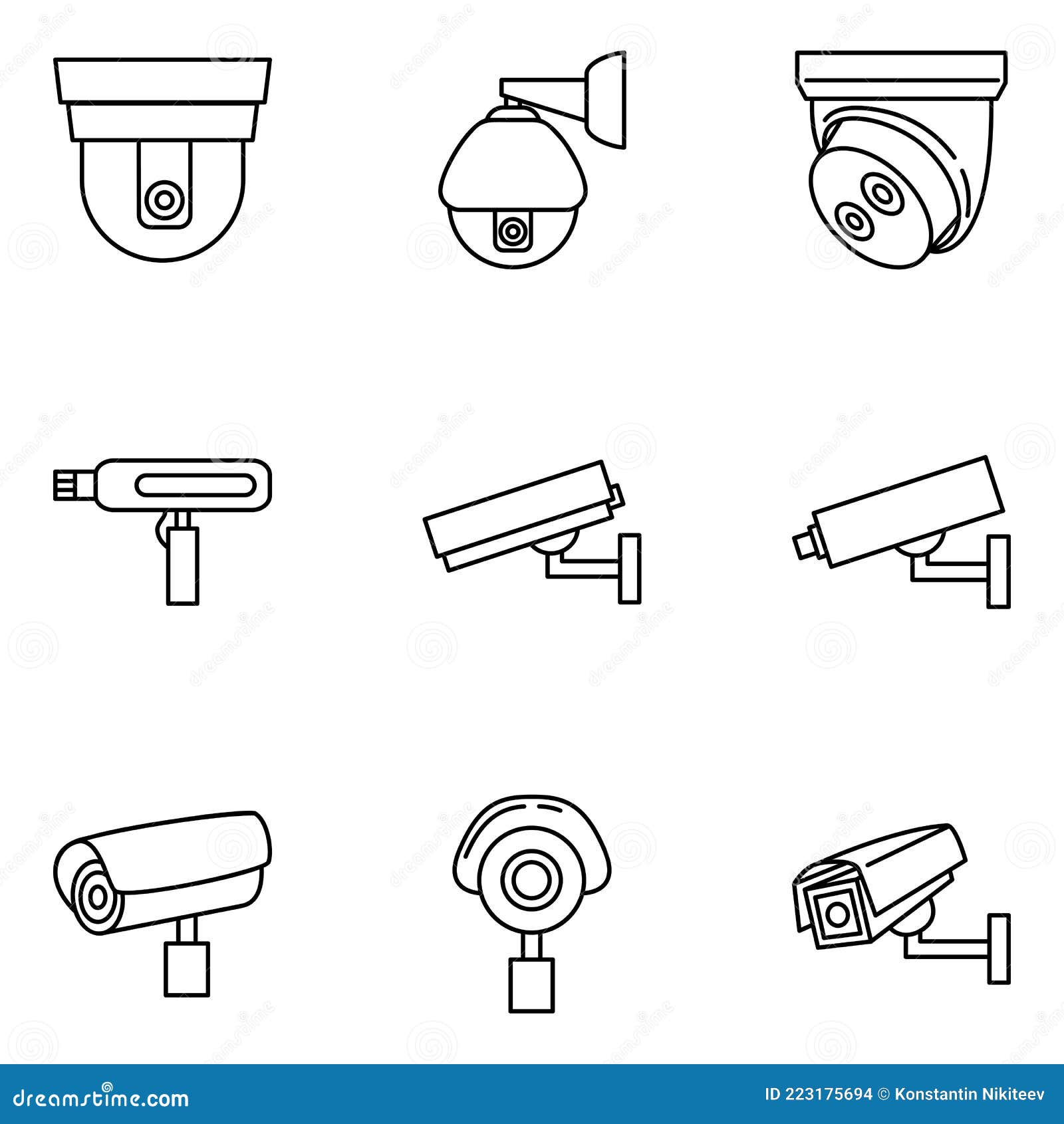 Set of CCTV Icons. Vector Video Surveillance Icons Stock Vector ...