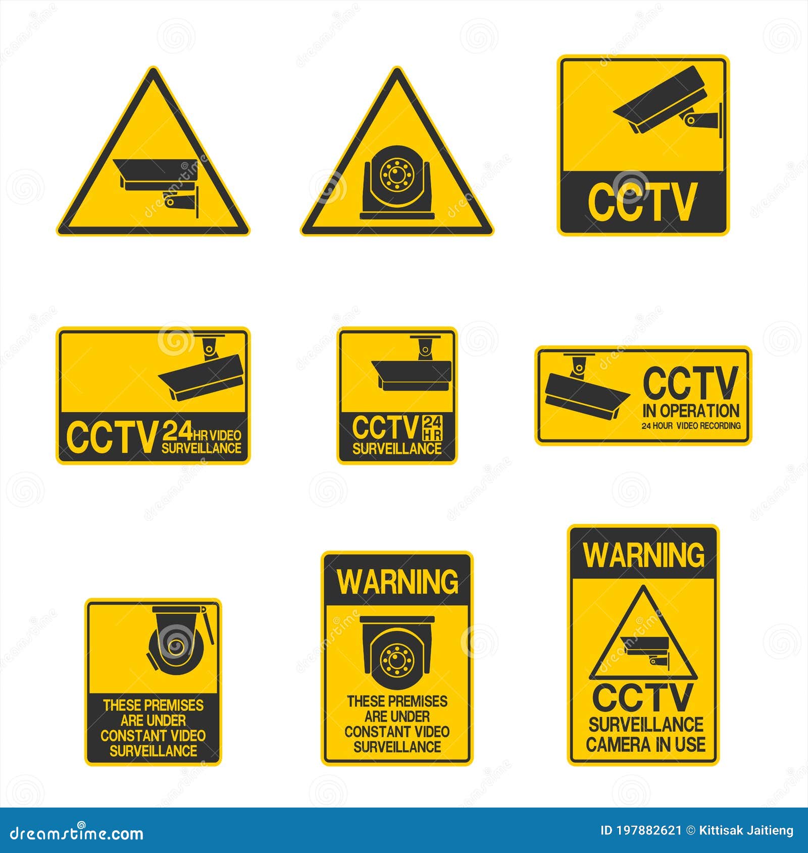 Cctv Warning Sign Vector Illustration | CartoonDealer.com #153232752