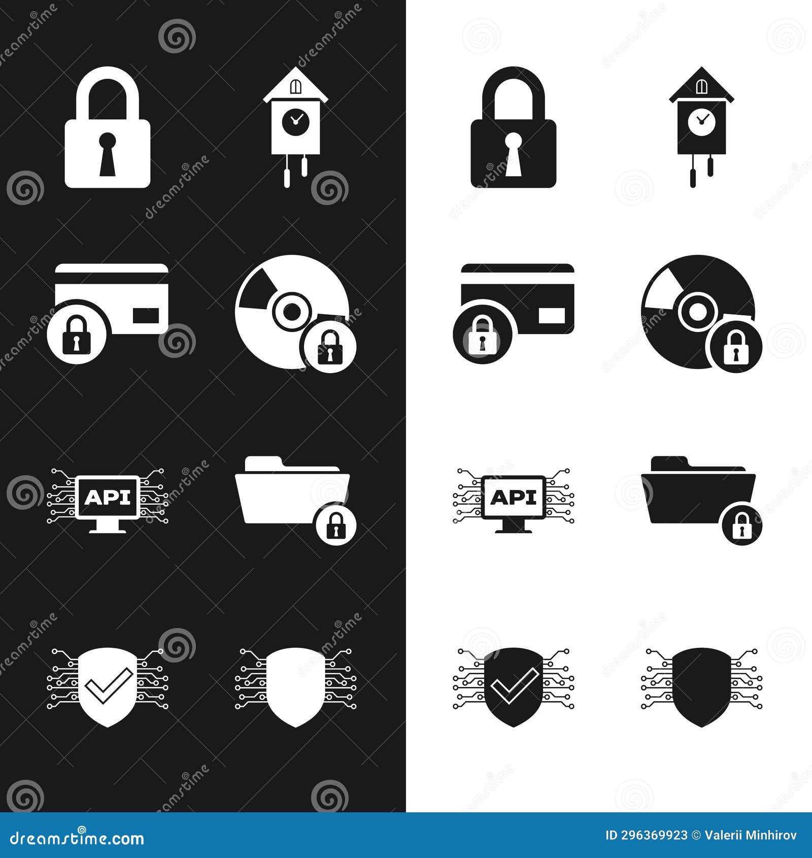 Set Cd Or Dvd Disk With Lock Credit Card Lock Retro Wall Watch Computer Api Interface And