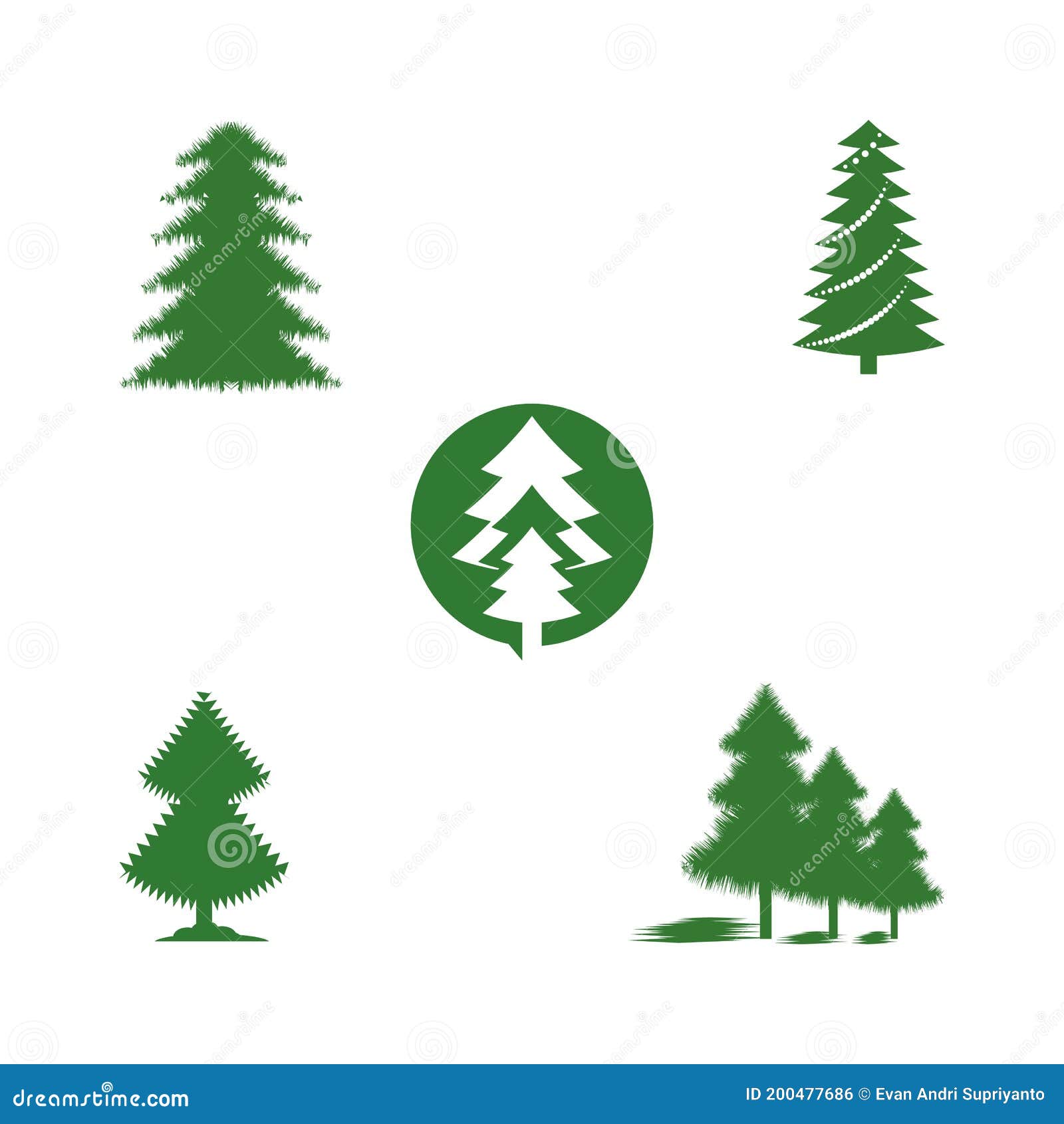 Set Cedar Tree Vector Icon Illustration Design Template Stock Vector ...