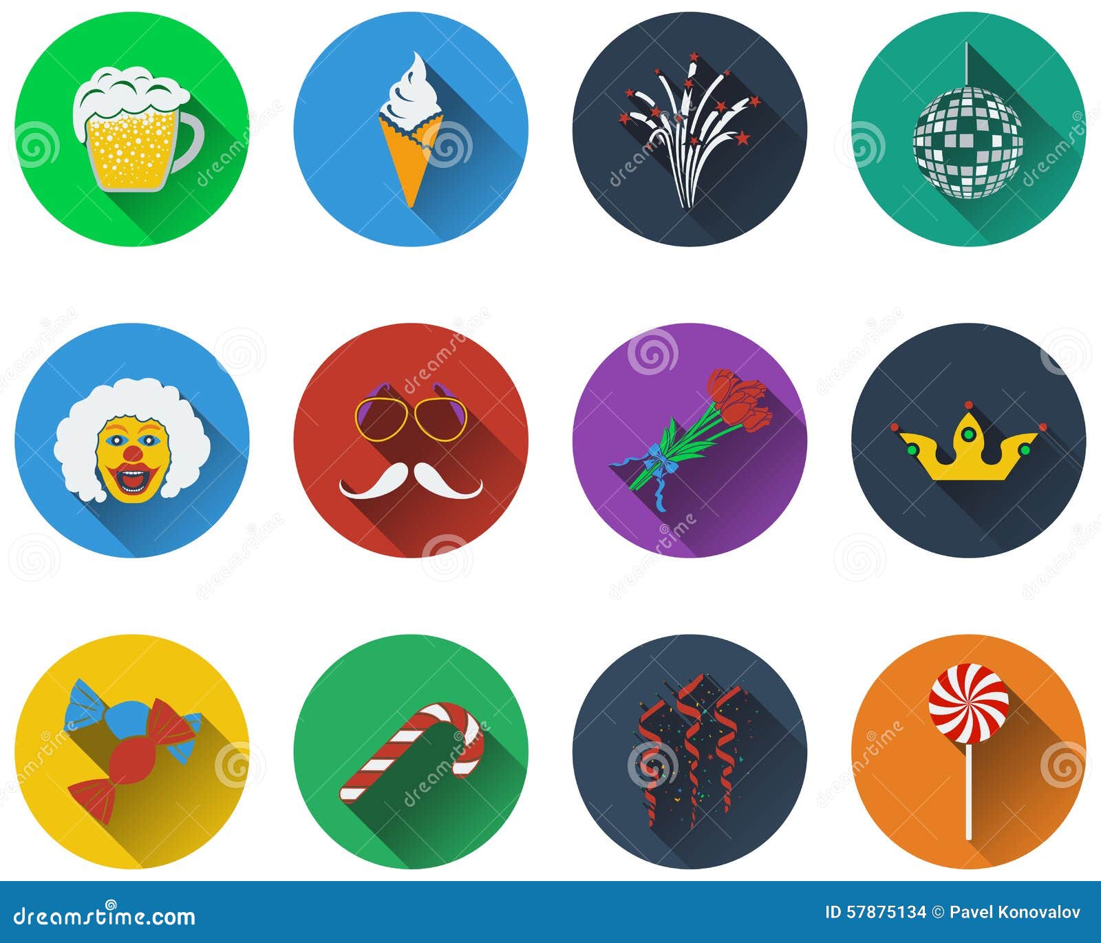 Set of celebration icons stock vector. Illustration of happy - 57875134