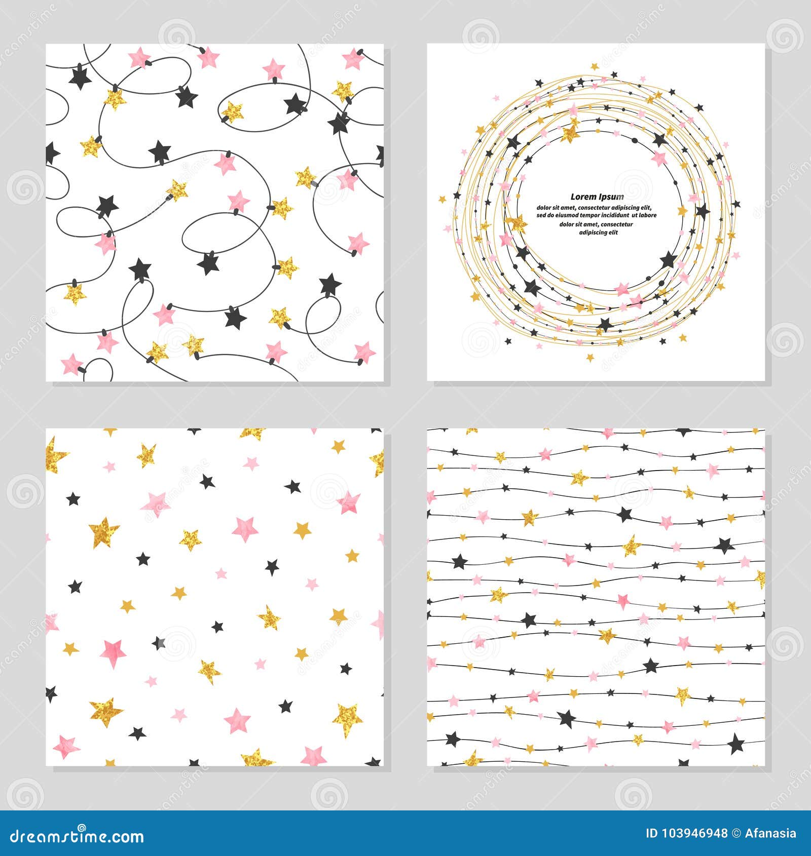 Set of Celebration Patterns with Stars. Stock Vector - Illustration of ...