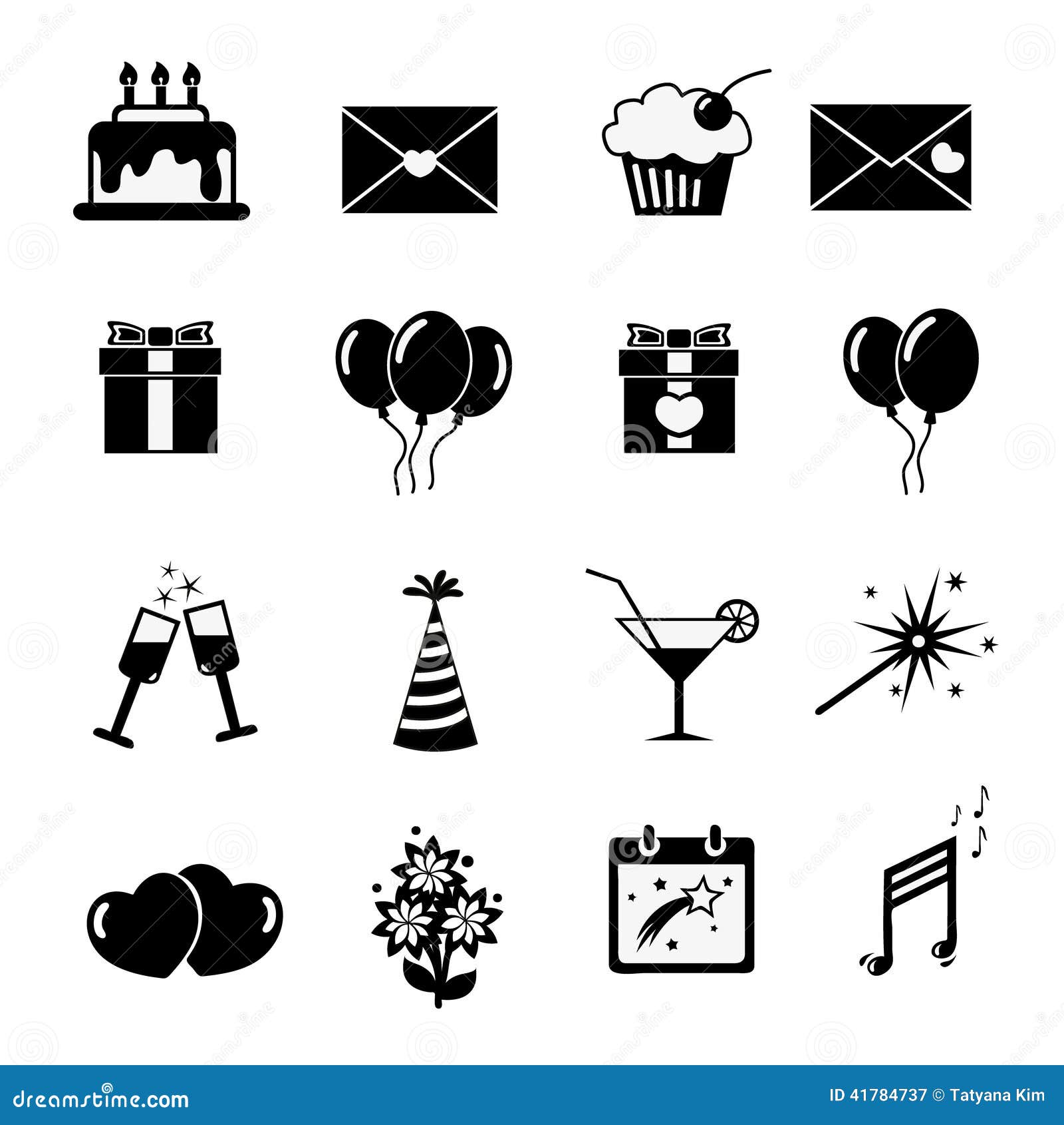 Set of Celebratory Icons, Symbols Stock Vector - Illustration of event ...