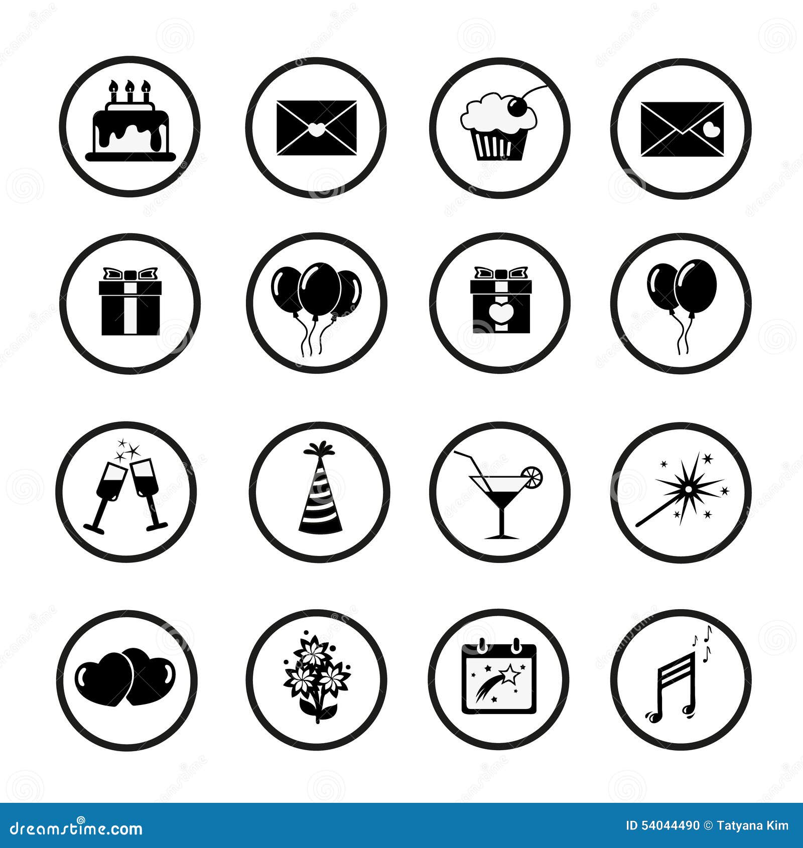 Set of Celebratory Icons, Symbols. Vector. Stock Illustration ...