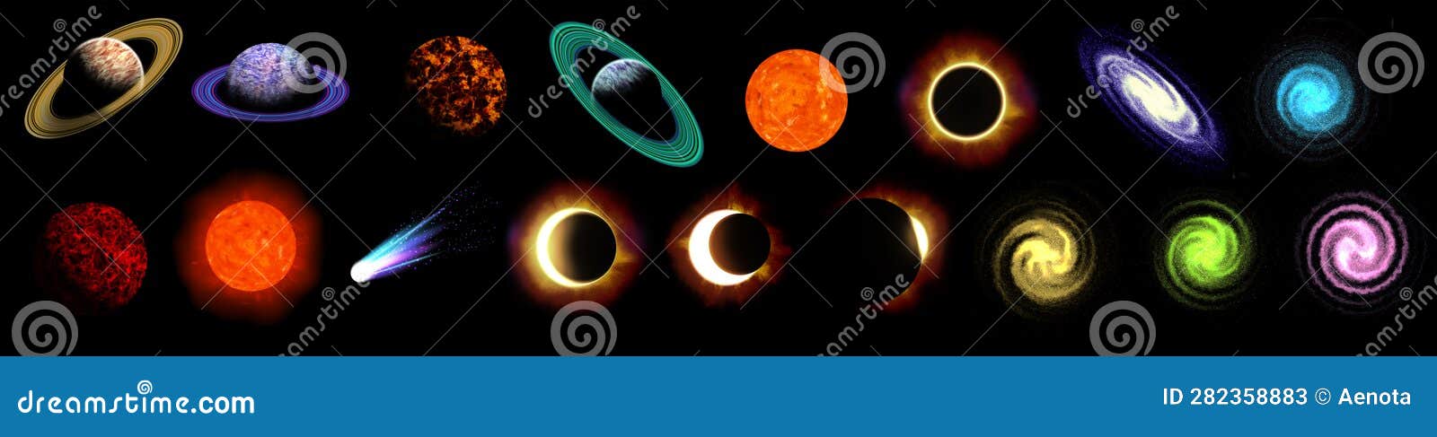 Set of celestial bodies stock illustration. Illustration of eclipse - 282358883