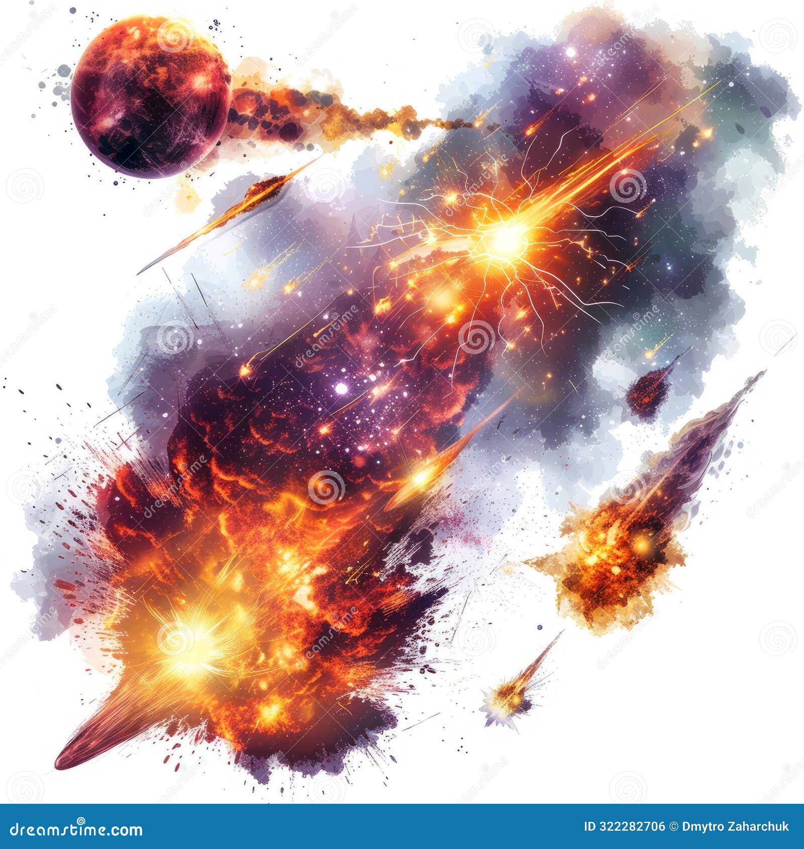 Set of Celestial Effects, Such As Comets, Shooting Stars, and Nebulae ...