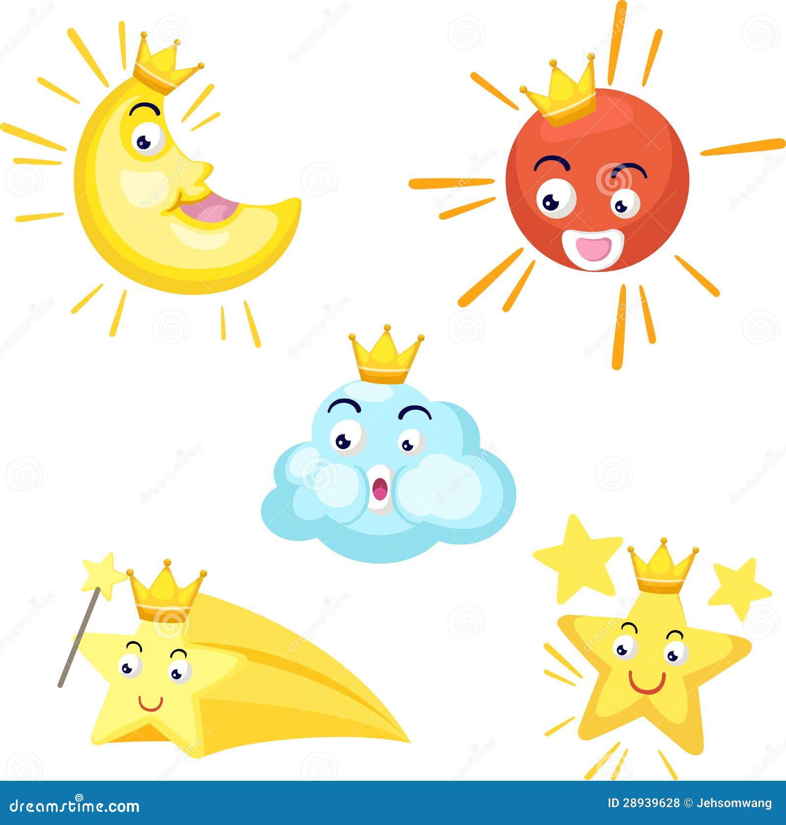 Set of Celestial .sun, Moon, Star,cloud Stock Vector - Illustration of ...