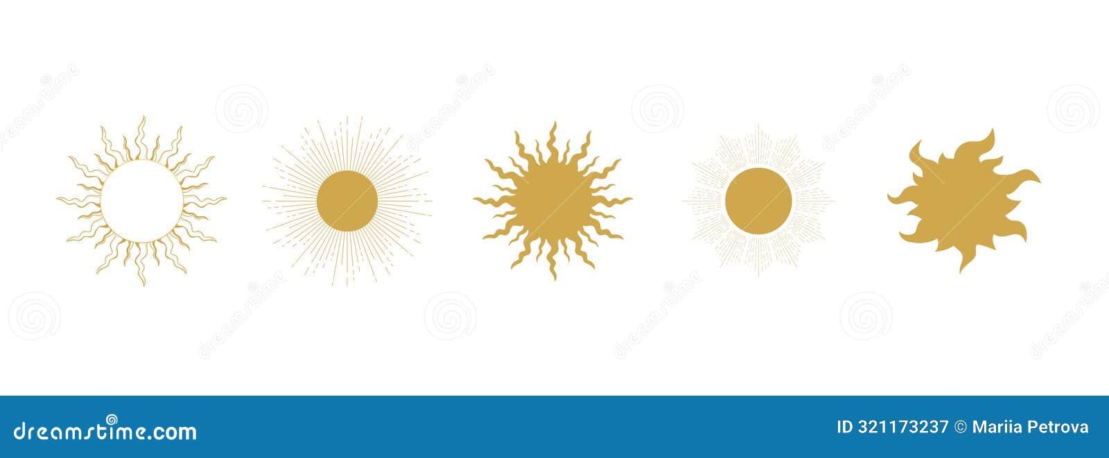Set of Celestial Sun Symbols. Various Shaped Suns. Celestial Space ...