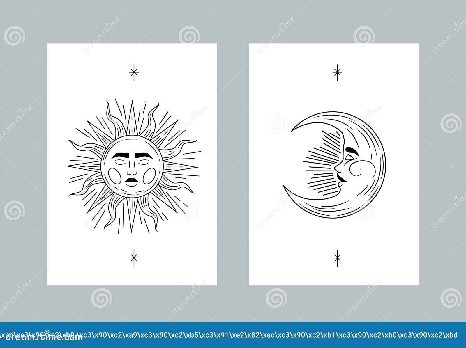 Set of Celestial Talisman. Vector Illustration in Boho Style Stock ...