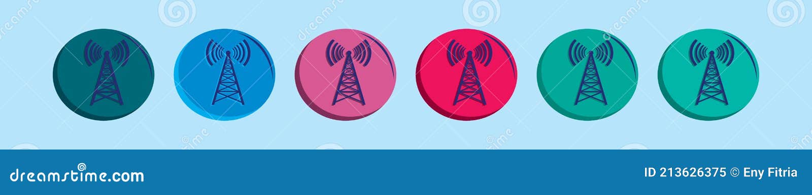 Set of Cell Tower Cartoon Icon Design Template with Various Models ...
