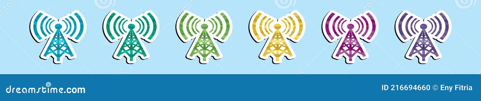 Set of Cell Tower Cartoon Icon Design Template with Various Models ...