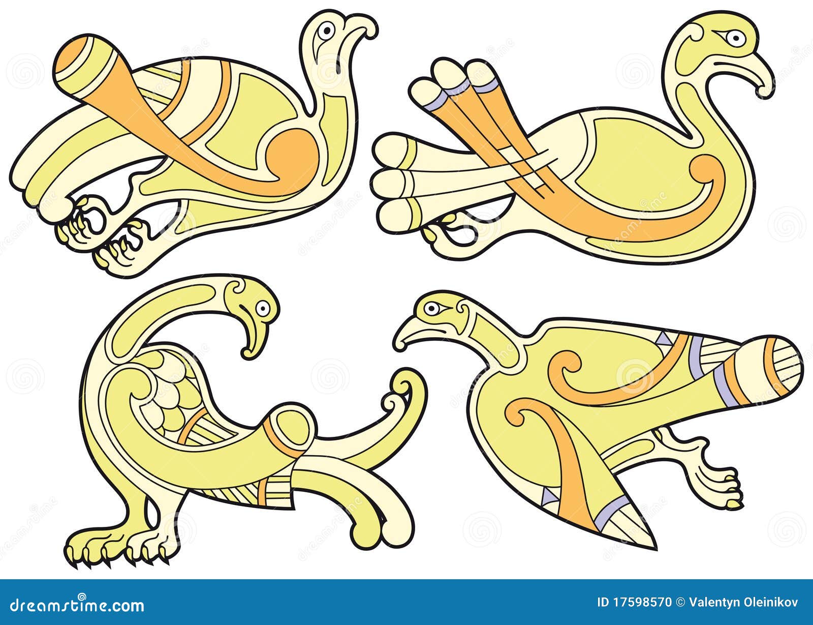 Set of Celtic Birds Design Elements Stock Vector - Illustration of ...