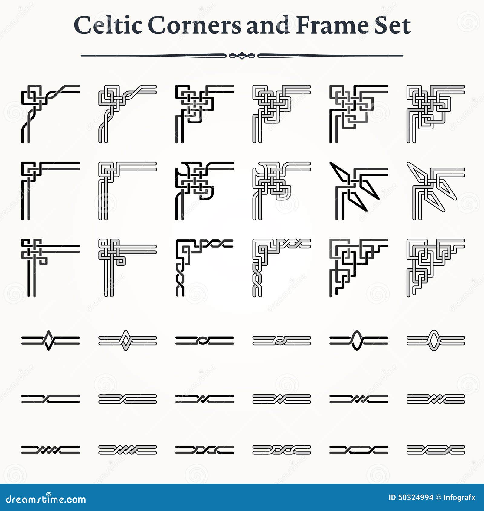 Set of Celtic Corners and Frames Stock Vector - Illustration of divider ...