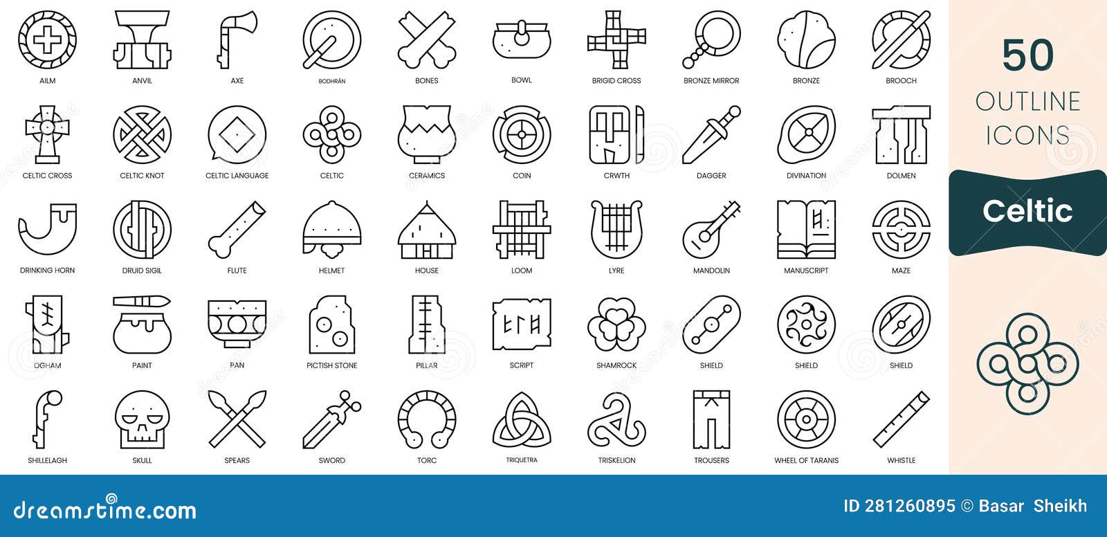 Set of Celtic Icons. Thin Linear Style Icons Pack Stock Vector ...